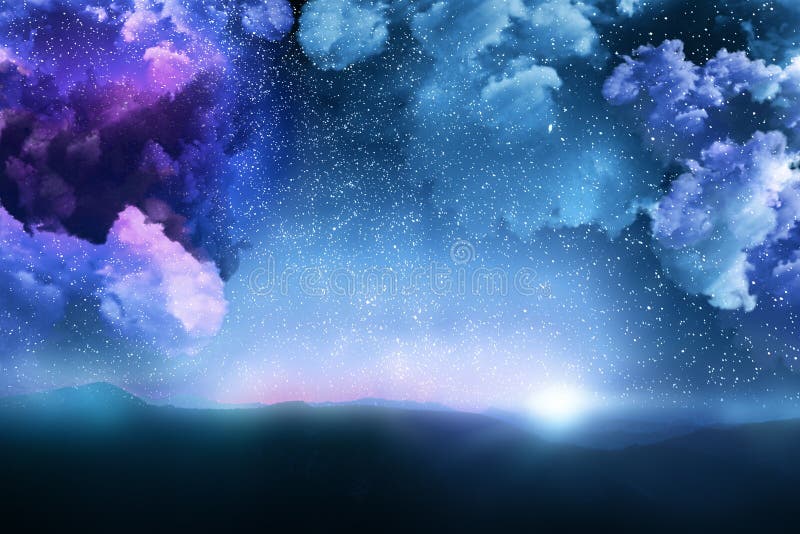 Creative Cloudy Night Sky Background. Stock Photo - Image of heaven ...