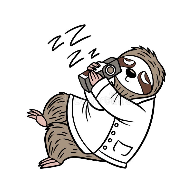 Creative Sloth Film Making Illustration for Unique Designs Stock ...