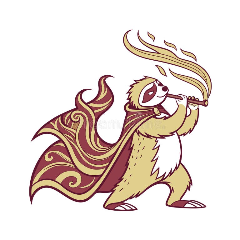 Creative Sloth Fire Dancing Illustration for Unique Designs Stock Image ...