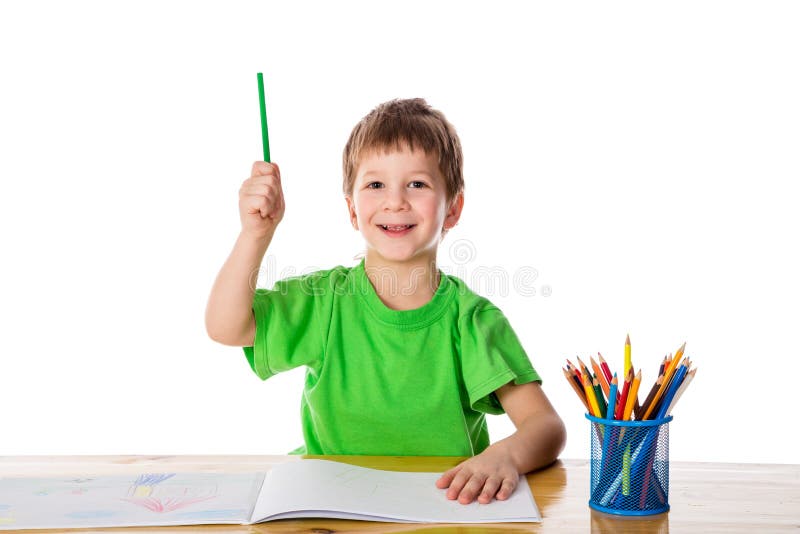 Creative Little Boy at the Table Stock Photo - Image of creative, desk ...