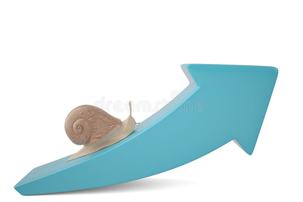 Creative Snail with Growing Arrow .3D Illustration. Stock Illustration ...