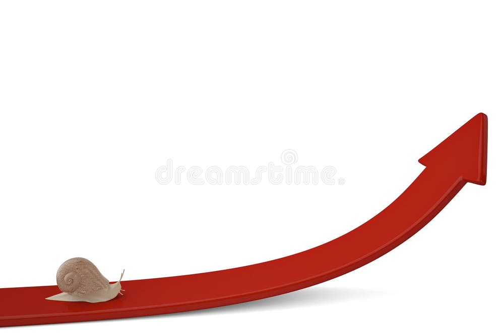 Creative Snail with Growing Arrow .3D Illustration. Stock Illustration ...