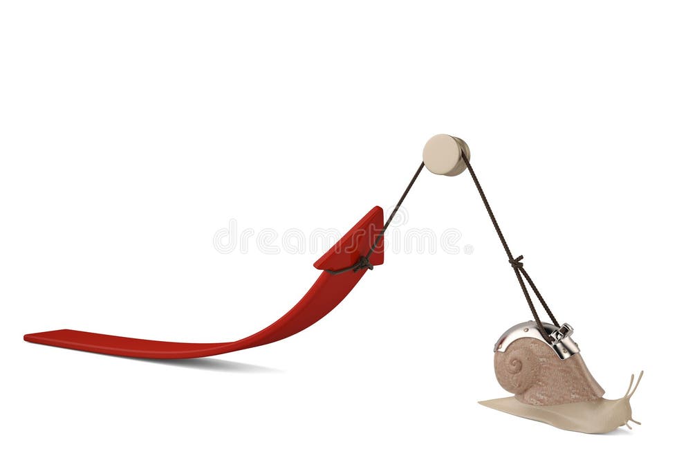 Creative Snail with Growing Arrow .3D Illustration. Stock Illustration ...