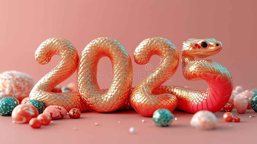 Creative Snake Design for the Year 2025 with Colorful Elements Stock ...