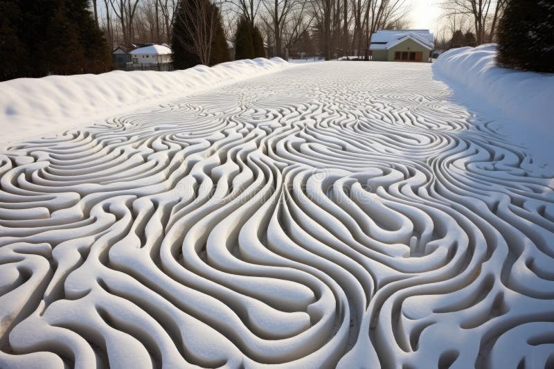 Creative Snow Patterns Shaped by Shoveling Driveway Stock Illustration ...
