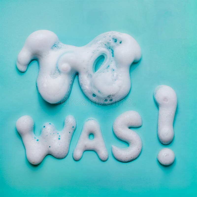 Creative Soap Foam Art on a Blue Background during Playful Cleaning ...