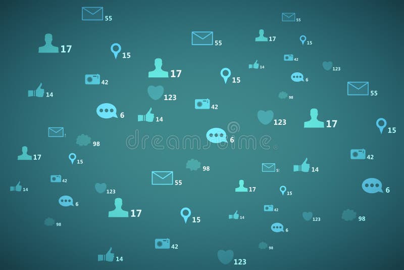 Creative Social Media Icons on Blue Background. Like, Network ...