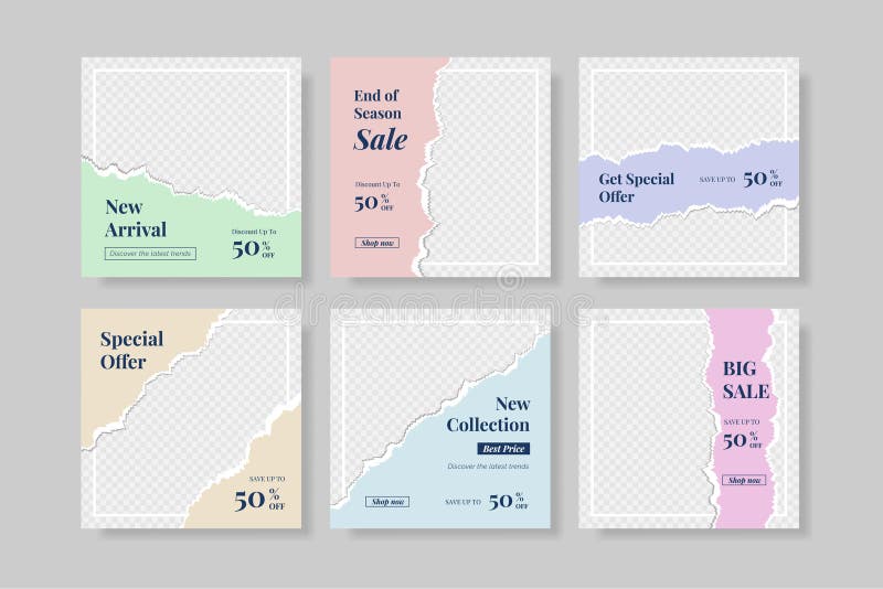 Creative Social Media Instagram Post Template with Torn Paper Style ...