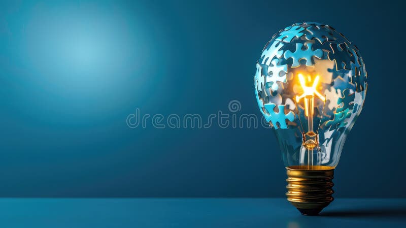 Creative Solution Concept - Light Bulb with Interlocking Puzzle Pieces ...