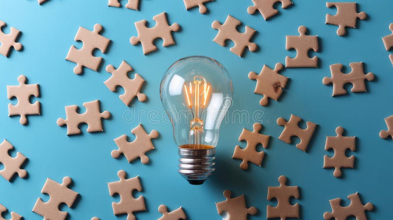 Creative Solution Concept - Light Bulb with Interlocking Puzzle Pieces ...