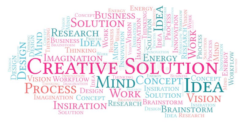 Creative Solution Word Cloud, Made with Text only Stock Illustration ...