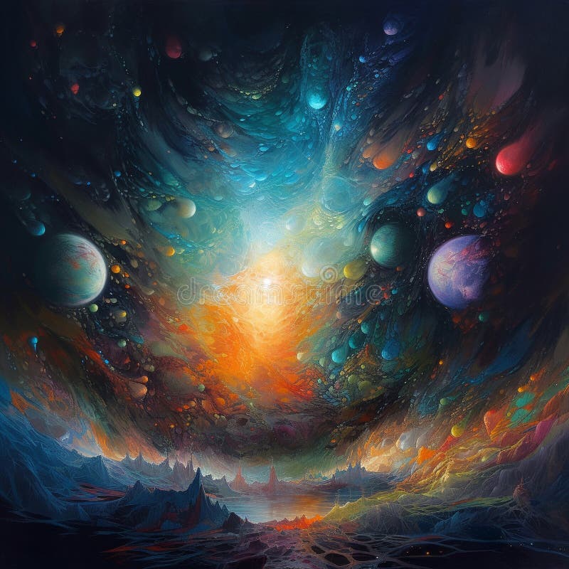 Creative Space Art in Different Colors Stock Illustration ...