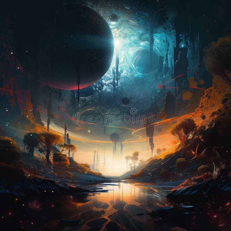 Creative Space Art in Different Colors Stock Illustration ...