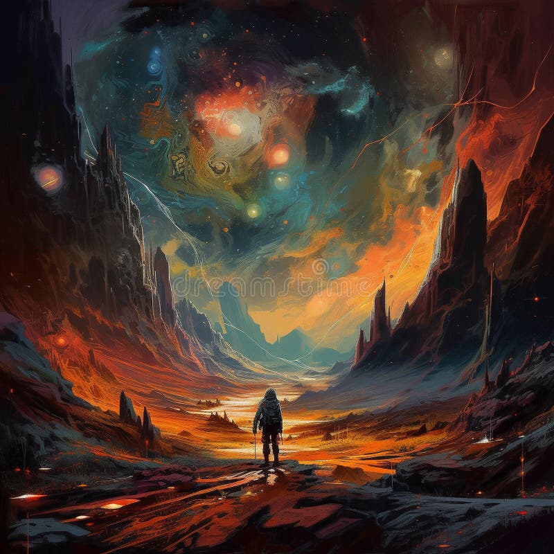 Creative Space Art in Different Colors Stock Illustration ...