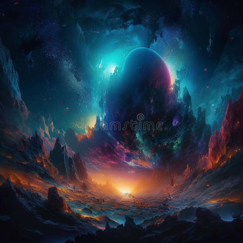 Creative Space Art in Different Colors Stock Illustration ...