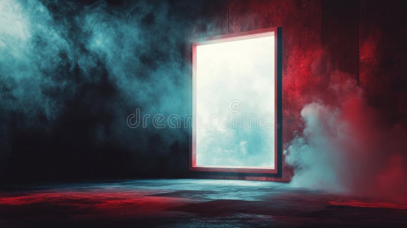 Creative Space with Illuminated Frame and Atmospheric Fog for Text ...