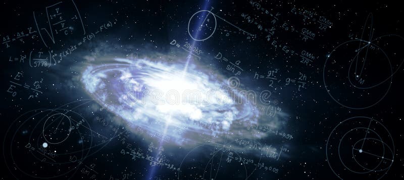 Creative Space Sky Background with Mathematical Formulas. Stock ...