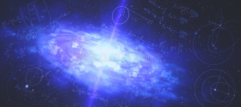 Creative Space Sky Background with Mathematical Formulas. Stock ...