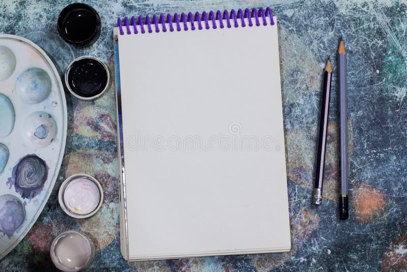 Creative Space. the Working Space of the Artist on the Shabby Table ...