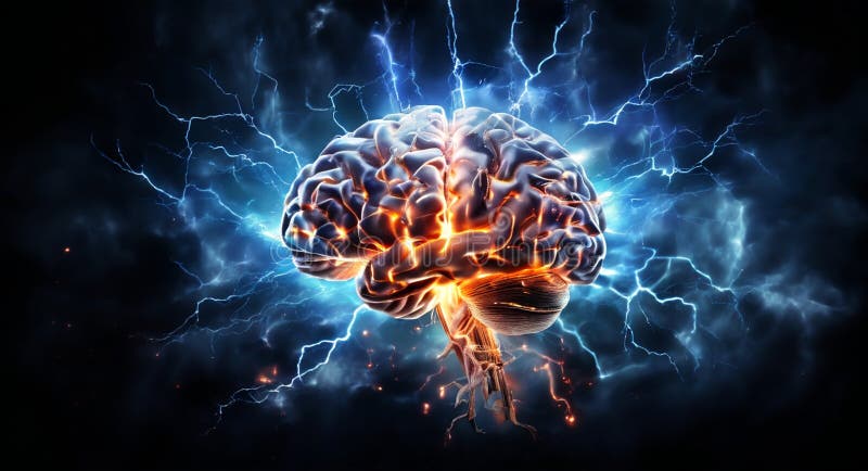 Creative Spark: Lightning from the Mind Stock Illustration ...