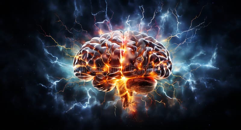 Creative Spark: Lightning from the Mind Stock Illustration ...