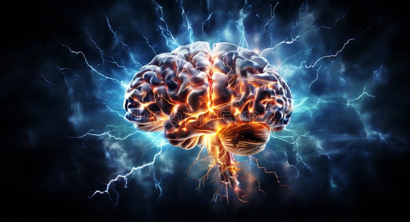 Creative Spark: Lightning from the Mind Stock Illustration ...