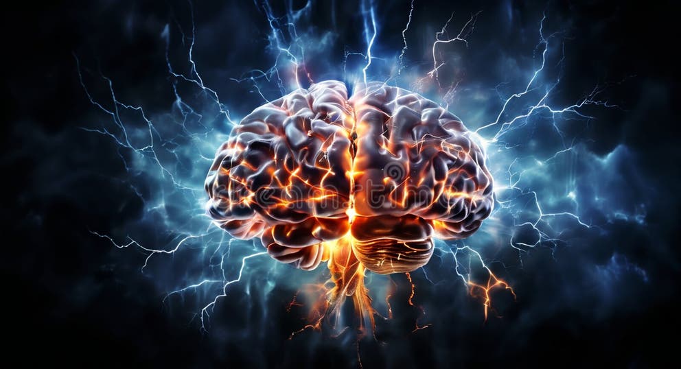 Creative Spark: Lightning from the Mind Stock Illustration ...