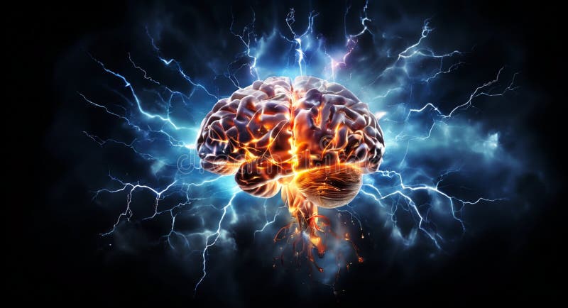 Creative Spark: Lightning from the Mind Stock Illustration ...