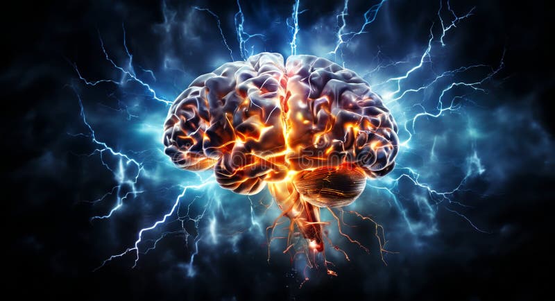 Creative Spark: Lightning from the Mind Stock Illustration ...