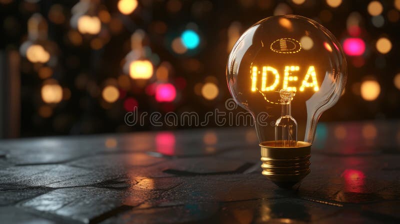 Creative Spark: Shining Gold Light Bulb Concept. Stock Illustration ...