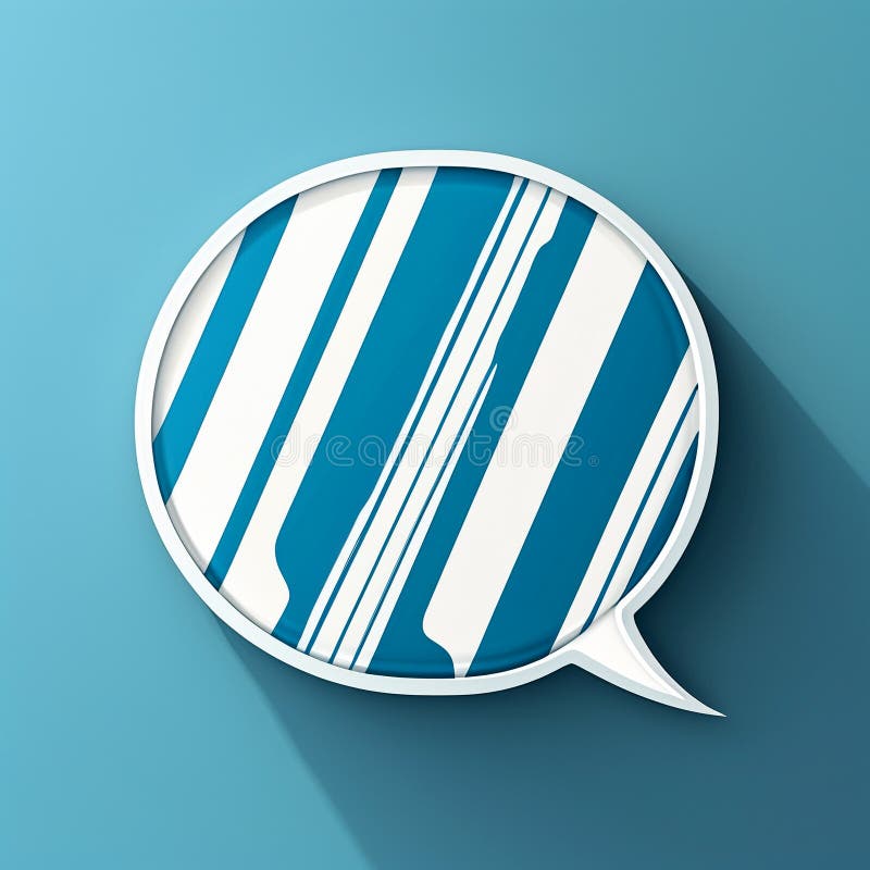 Creative Speech Bubble Design with Blue and White Stripes Stock ...
