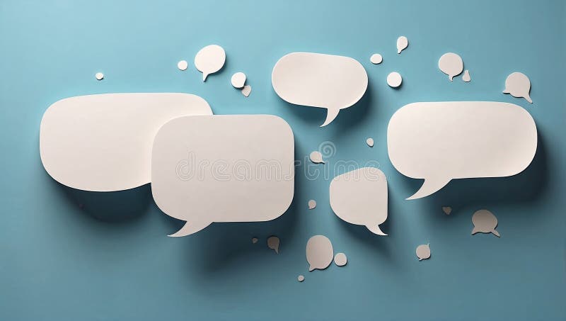 Creative Speech Bubbles on Blue Background for Communication and Idea ...