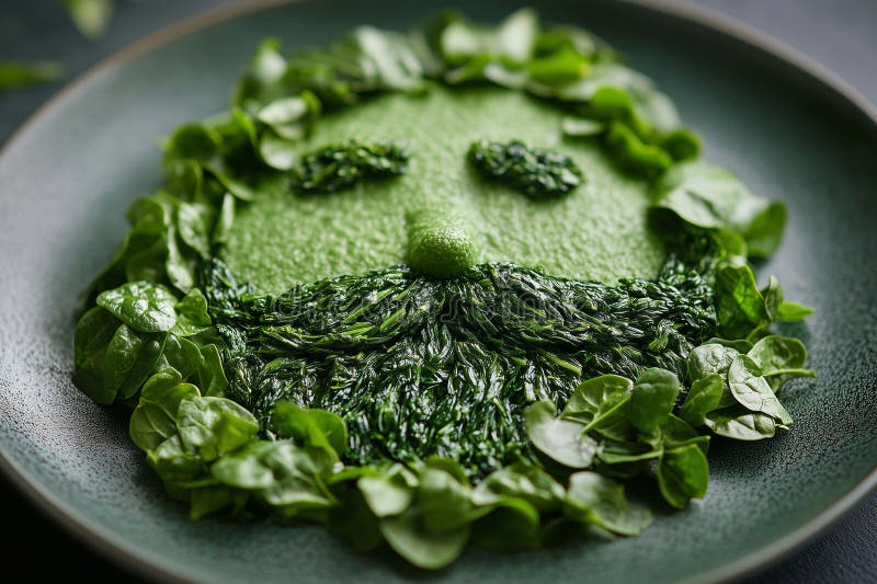Creative Spinach Santa with a Green Beard Using Fresh Ingredients on a ...
