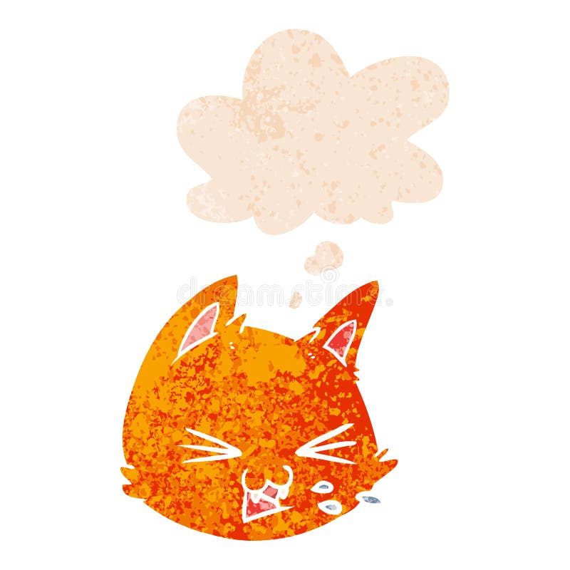 A Creative Spitting Cartoon Cat Face and Thought Bubble Stock Vector ...