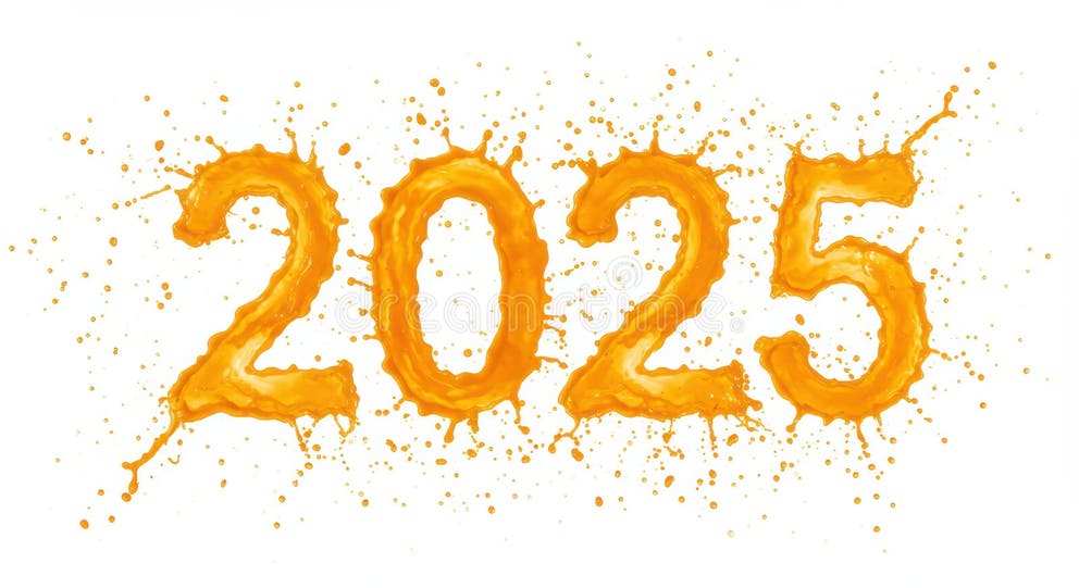 Creative Splash Art with Vibrant Liquid 2025 Design on White Background ...