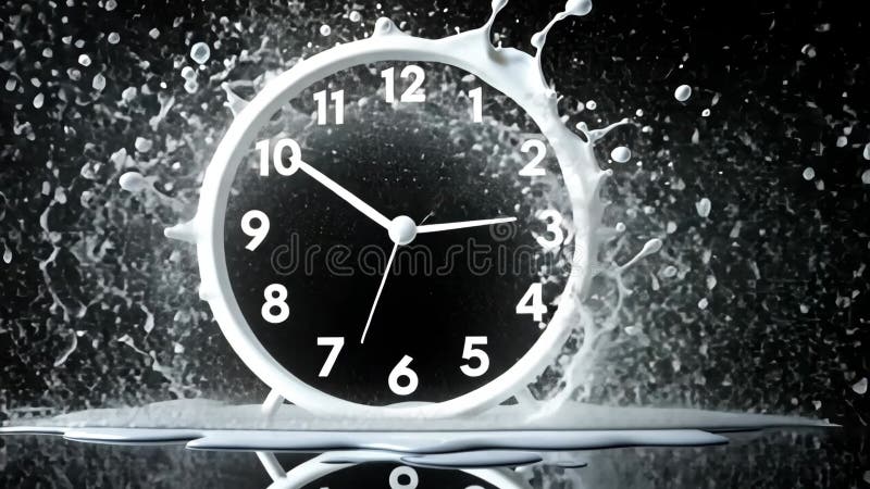 Creative Splash of Milk Forming a Clock on Black Background Stock ...