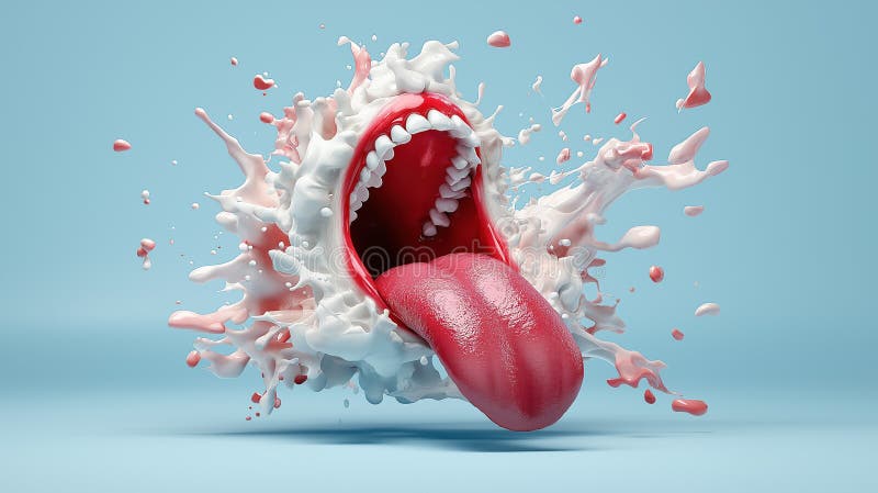 Creative Splash with Mouth and Tongue in Vibrant Colors Stock ...