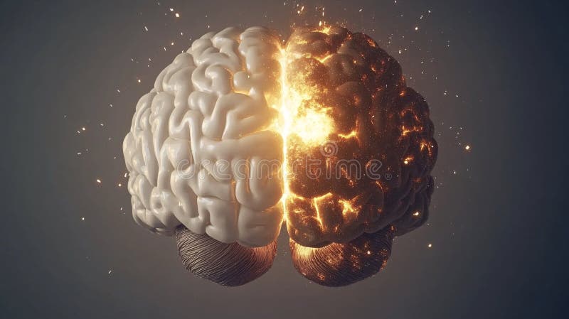 Creative Split Brain Concept with Light and Dark Artistic Elements ...