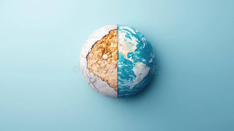 A Creative Split Globe Illustration Showcasing Contrasting Landscapes ...