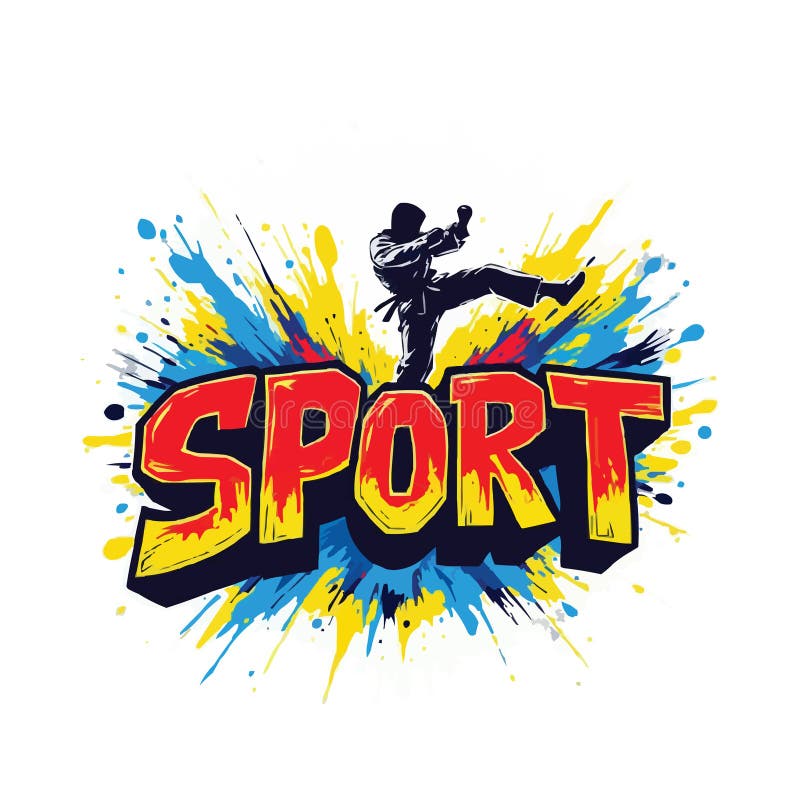 Creative Sports Artwork with Karate Silhouette and Colorful Splashes ...