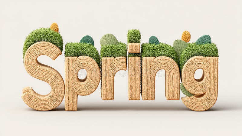 Creative Spring Typography with Grass and Leaves for Seasonal Themes ...