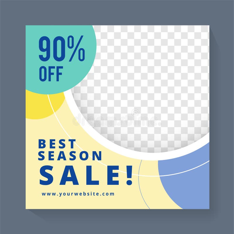 Creative Square Banner: Editable Template with Blue, Green, Yellow for ...