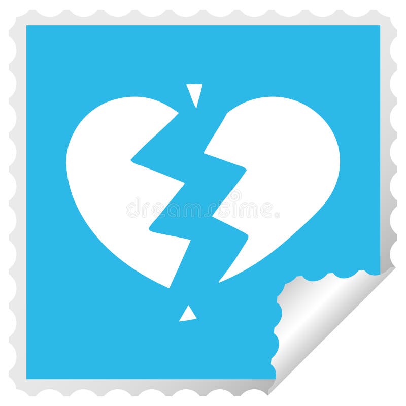 A Creative Square Peeling Sticker Cartoon Broken Heart Stock Vector ...