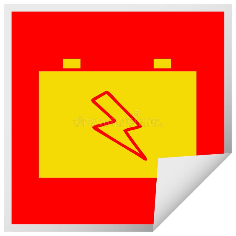 A Creative Square Peeling Sticker Cartoon Car Battery Stock Vector ...