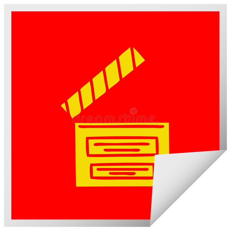 A Creative Square Peeling Sticker Cartoon Director Clapper Stock Vector ...