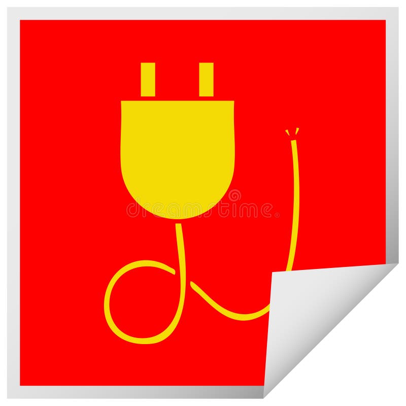 A Creative Square Peeling Sticker Cartoon Electrical Plug Stock Vector ...