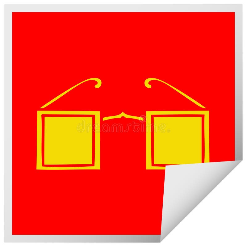 A Creative Square Peeling Sticker Cartoon Square Glasses Stock Vector ...