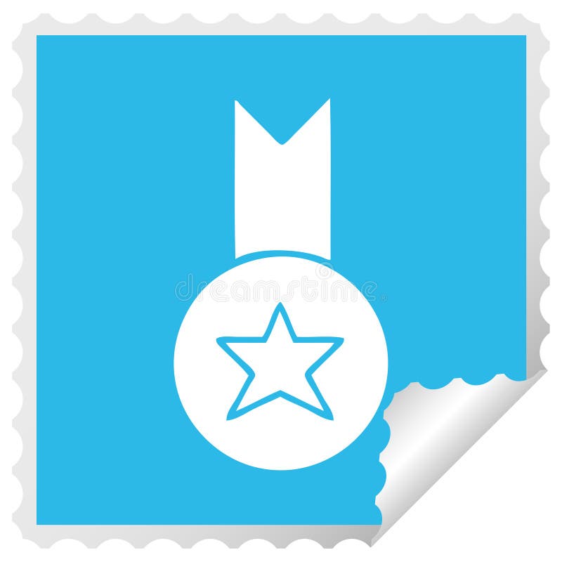 A Creative Square Peeling Sticker Cartoon Gold Medal Stock Vector ...