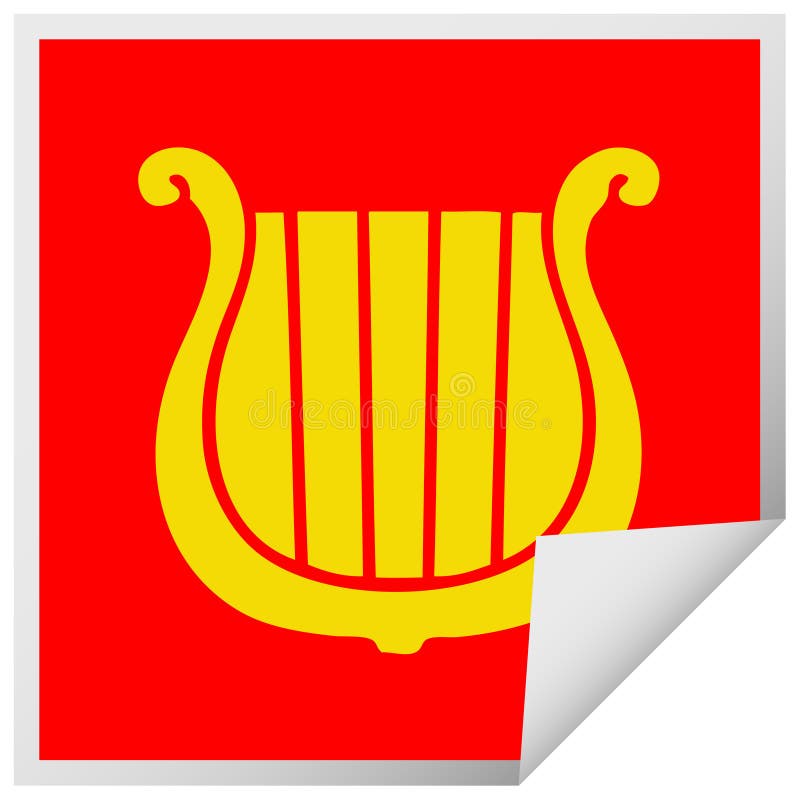 Cartoon Gold Harp Music Object Instrument Cute Illustration Retro ...