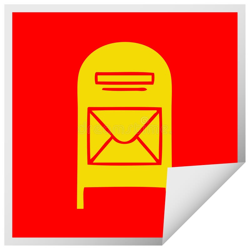 A Creative Square Peeling Sticker Cartoon Mail Box Stock Vector ...